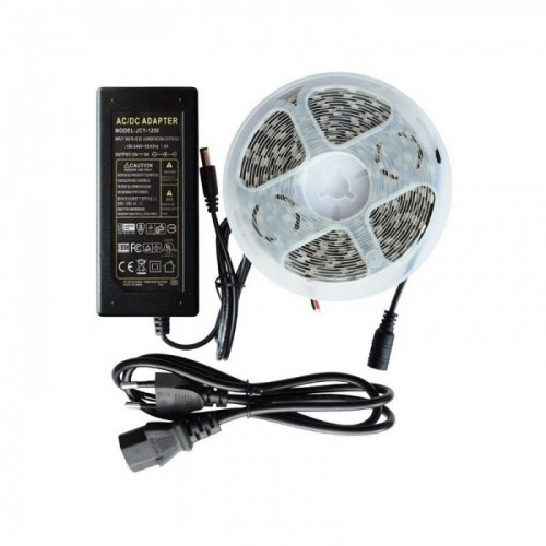 ΣΕΤ LED ΤΑΙΝΙΑ 14,4W 5 ΜΕΤΡΩΝ ΜΕ ΤΡΟΦΟΔΟΤΙΚΟ & ΚΑΛΩΔΙΟ ΠΡΙΖΑΣ 6000Κ IP20